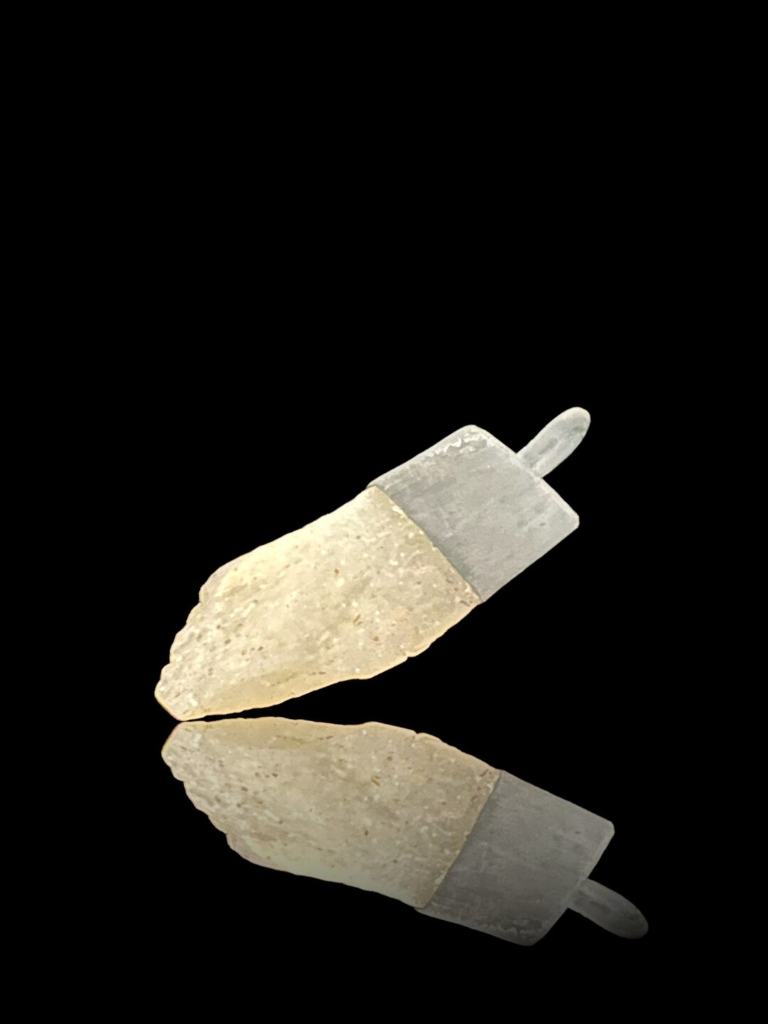 Flat and Long Libyan Desert Glass Oxidized Silver Pendant - Etsy