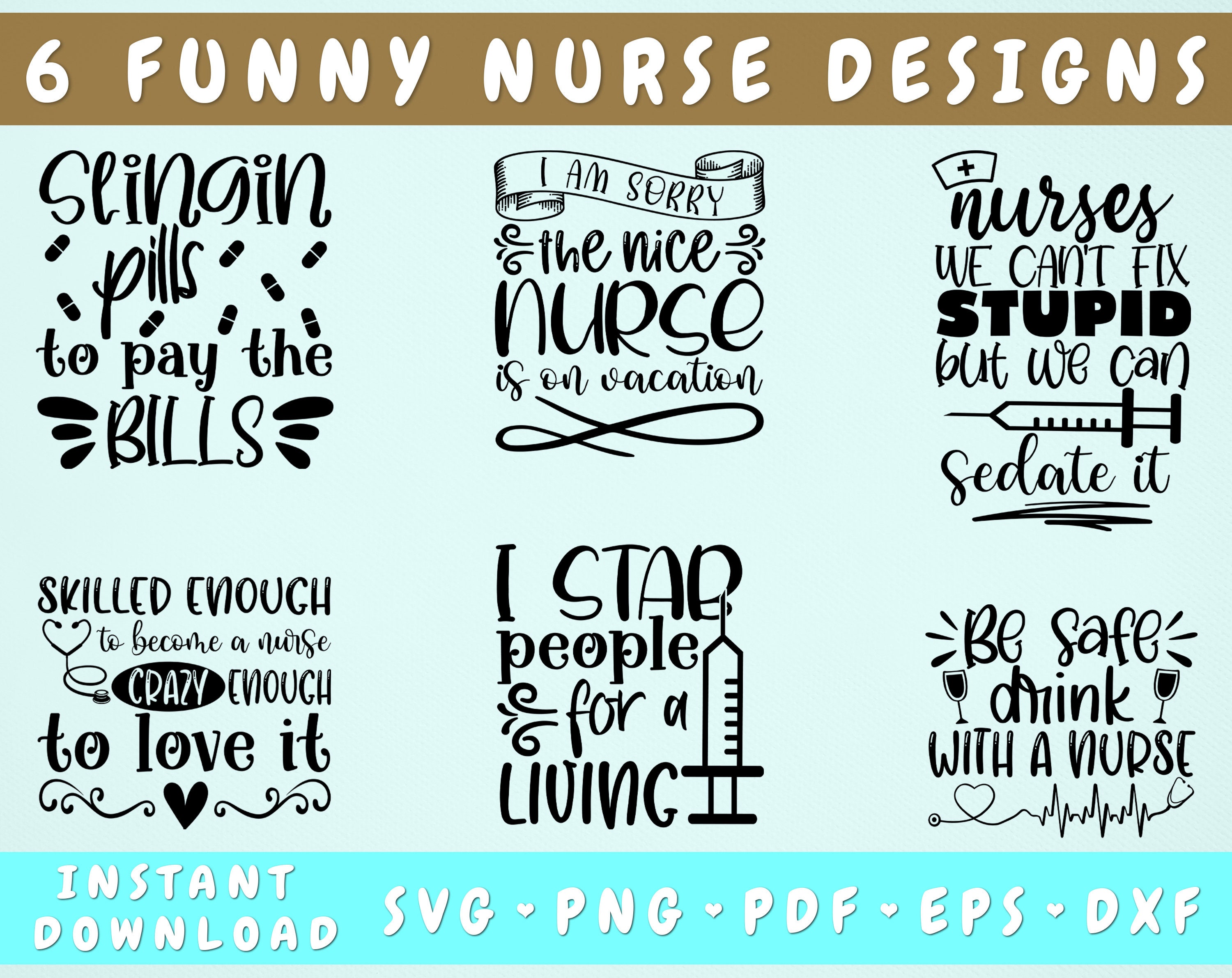 Funny Nurse Quotes SVG Bundle 6 Designs Funny Nurse Sayings - Etsy
