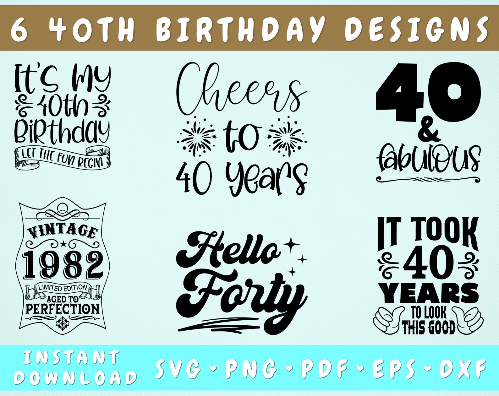 40th Birthday SVG Bundle 6 Designs 40 and Fabulous SVG It - Etsy