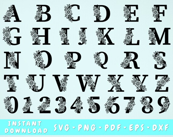 Flower Alphabet Letters Black And White