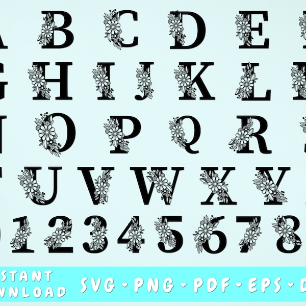 Floral Alphabet Svg - Etsy