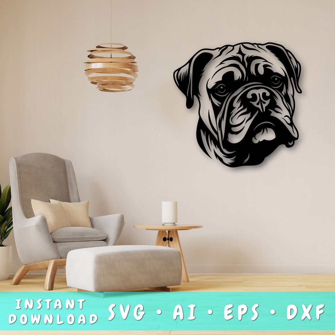 English Bulldog Laser SVG Cut File, English Bulldog Wall Art SVG, DXF ...