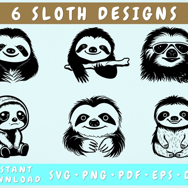 Cute Sloth Svg - Etsy