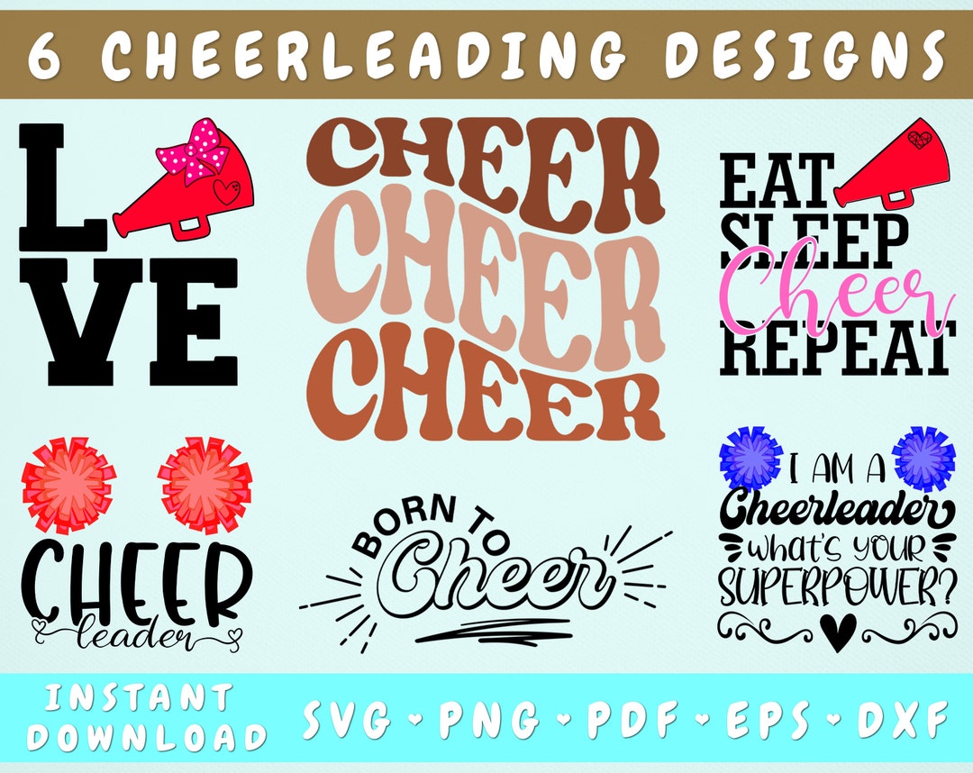 Cheerleading SVG Bundle, 6 Designs, Cheerleader SVG Cut Files ...