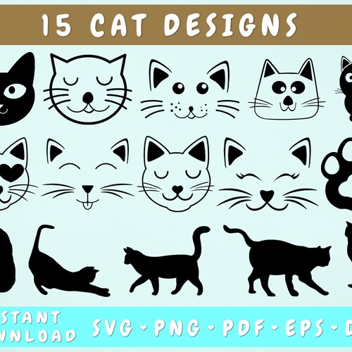 15 Cat Face Svg Bundle Kitty Svg Kitten Svg Cute Cat Png - Etsy