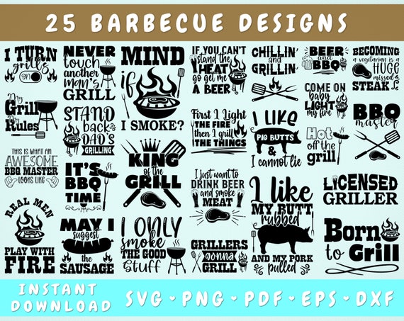 Barbecue Quotes SVG Bundle 25 Designs Barbecue Sayings SVG - Etsy