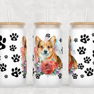 Corgi Libbey Glass Can Wraps Bundle, 5 Designs, 16oz Glass Can PNG ...