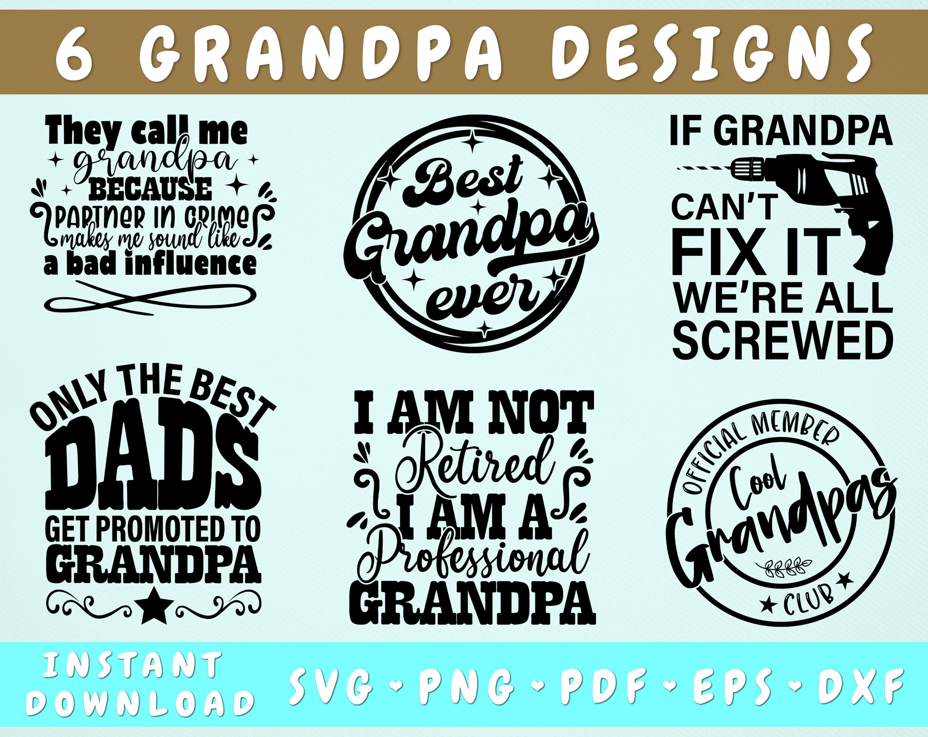 Grandpa Quotes SVG Bundle 6 Designs Grandpa Sayings SVG Cut | Etsy