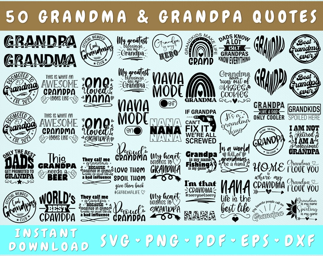 Grandparents Quotes SVG Bundle 50 Designs Grandparents - Etsy