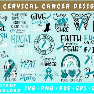 Cervical Cancer Awareness SVG Bundle - 22 Designs, Cervical Cancer Cut ...