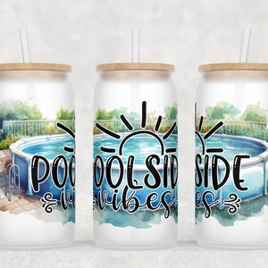 Pool Quotes Libbey Glass Can Wraps Bundle, 5 Designs, 16oz Glass Can ...