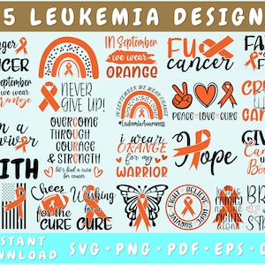Leukemia Awareness SVG Bundle - 25 Designs, Leukemia Cancer Cut Files ...