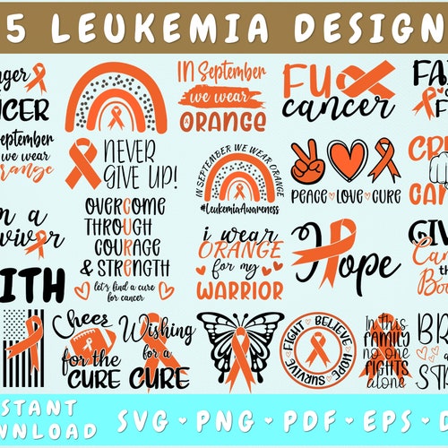 Leukemia Ribbon SVG Bundle 25 Designs Leukemia Clipart SVG - Etsy