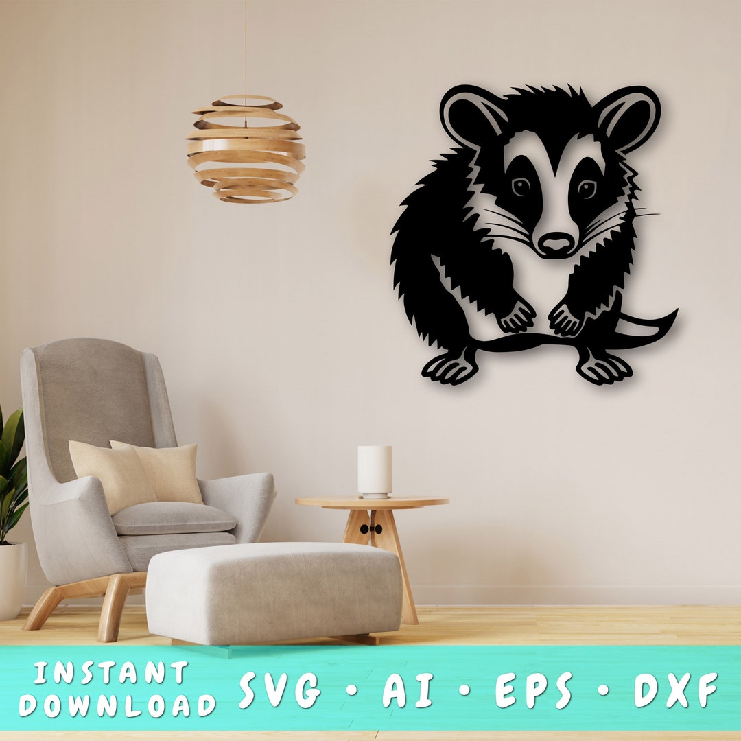 Opossum Laser SVG Cut File, Opossum Wall Art SVG, DXF, Eps, Opossum ...