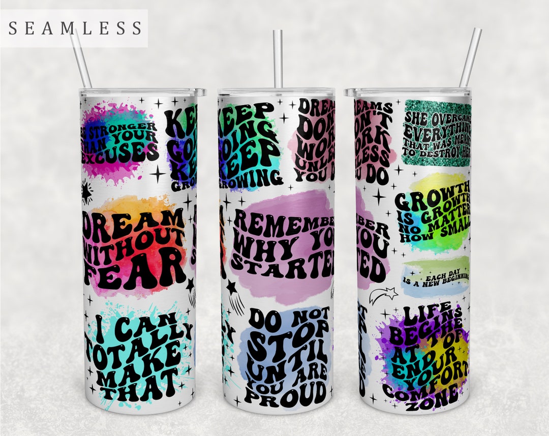 Motivational Wavy Quotes Tumbler Wrap, Seamless Tumbler Sublimation ...