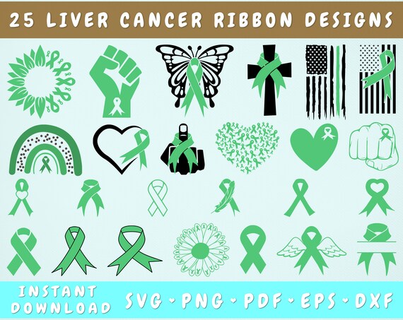 Liver Cancer Ribbon SVG Bundle 25 Designs Liver Cancer | Etsy