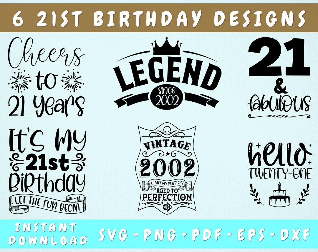 21st Birthday SVG Bundle 6 Designs 21st Birthday Shirt SVG - Etsy