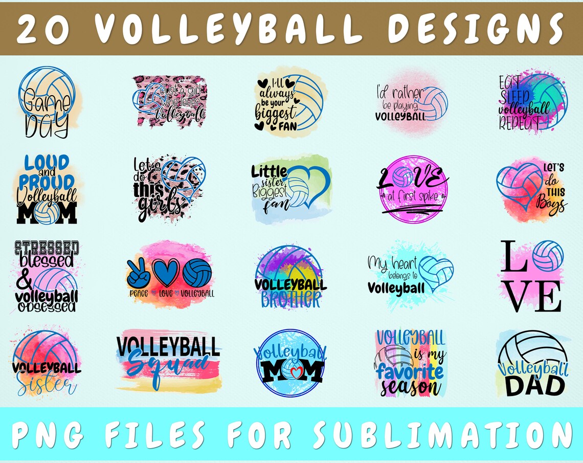 Volleyball Sublimation Designs 20 Volleyball PNG Files for - Etsy