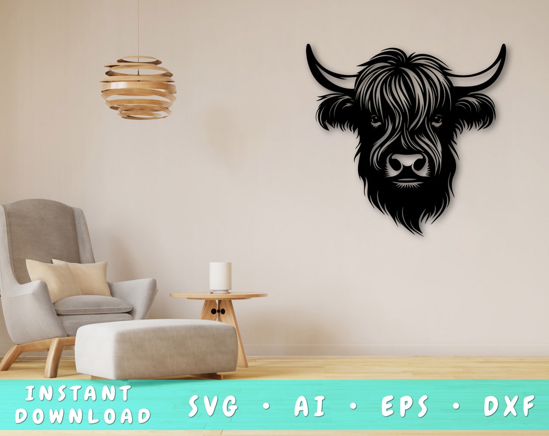 Highland Cow Laser SVG Cut File Highland Cow Wall Art SVG - Etsy