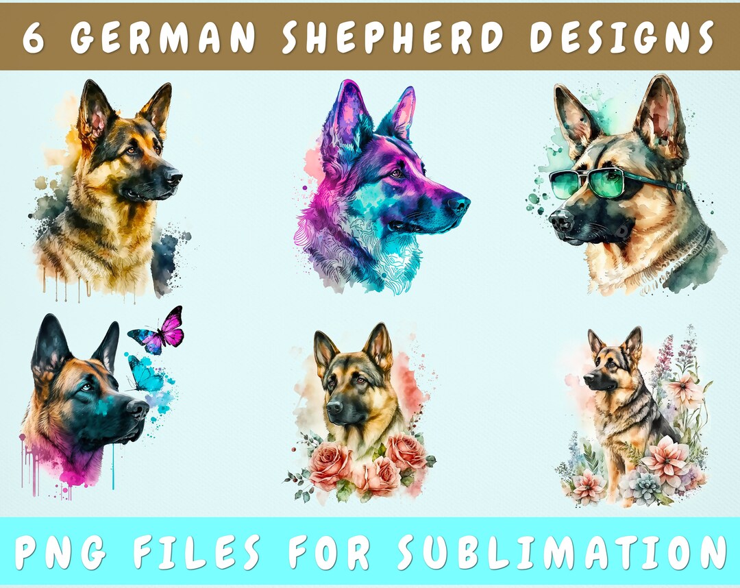 German Shepherd Sublimation Designs Bundle, 6 German Shepherd PNG Files ...