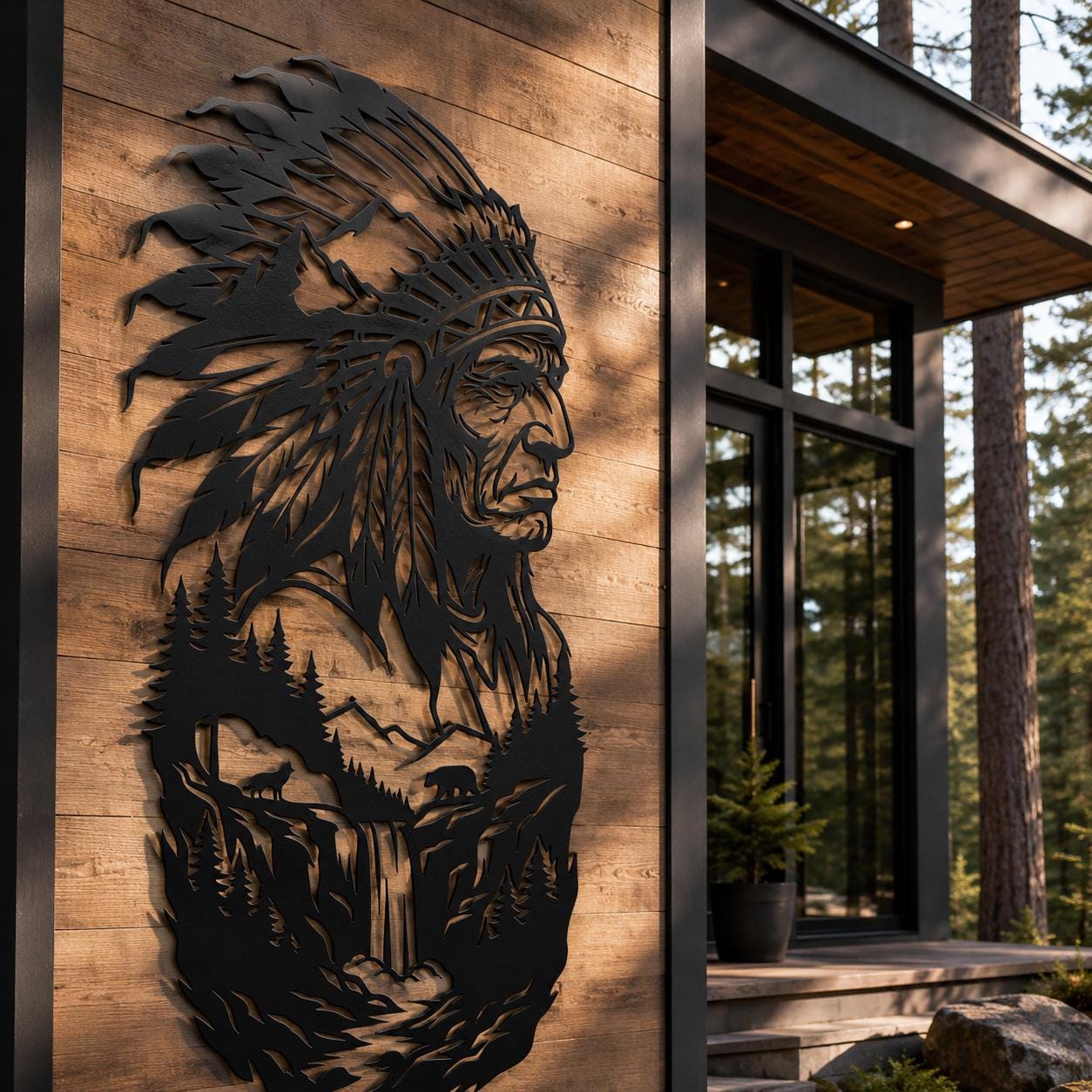 Native American Chief Laser SVG DXF, Indigenous Warrior Headdress ...