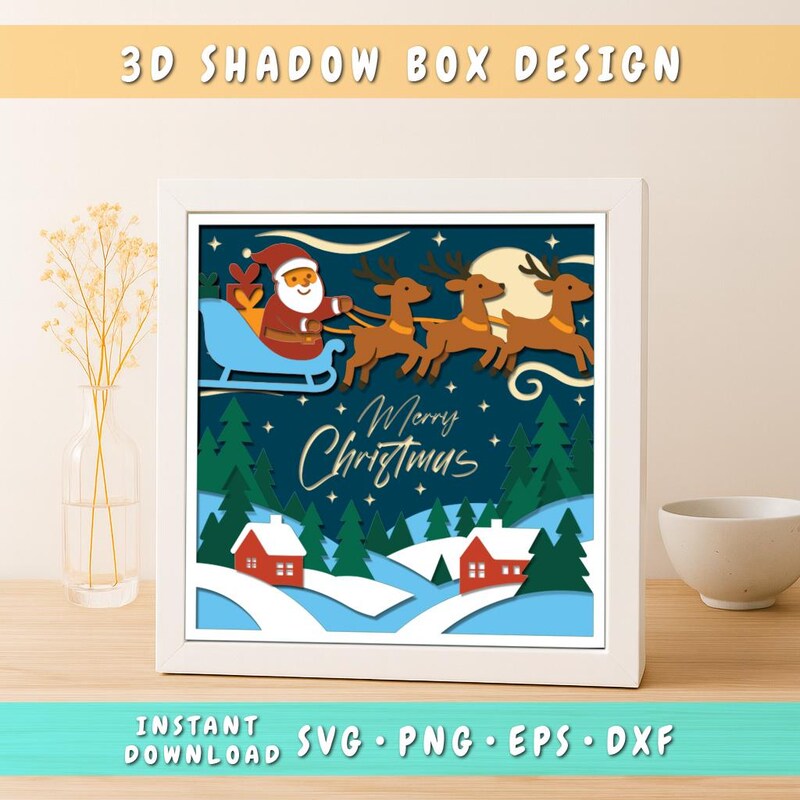 3d Santa Shadow Box - Etsy