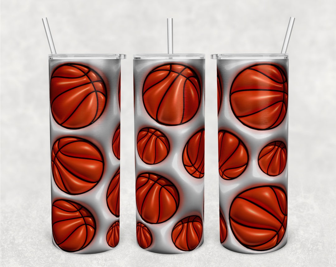 3D Inflated Basketball Balls Tumbler Wrap, 20oz Skinny Tumbler PNG File ...