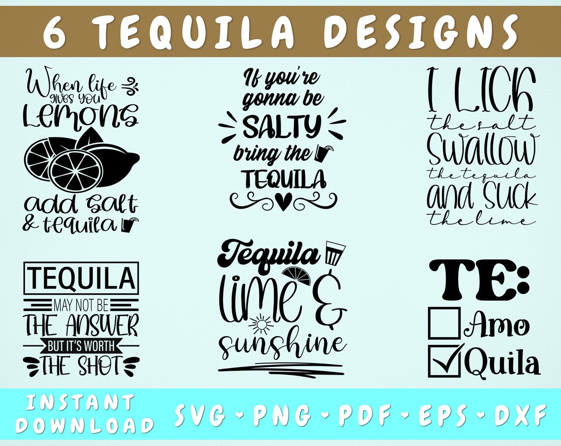 Tequila Quotes SVG Bundle 6 Designs Tequila Sayings SVG - Etsy