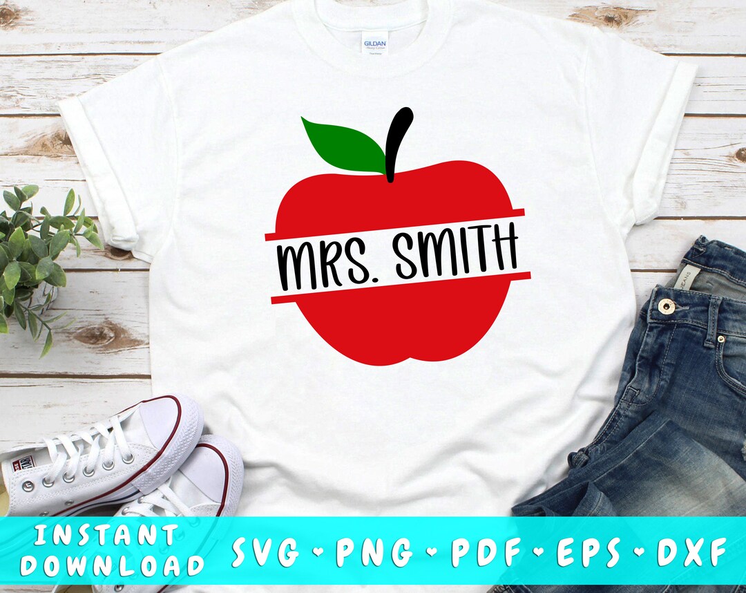 Apple Monogram SVG Apple Name Frame SVG Cut File Teacher - Etsy