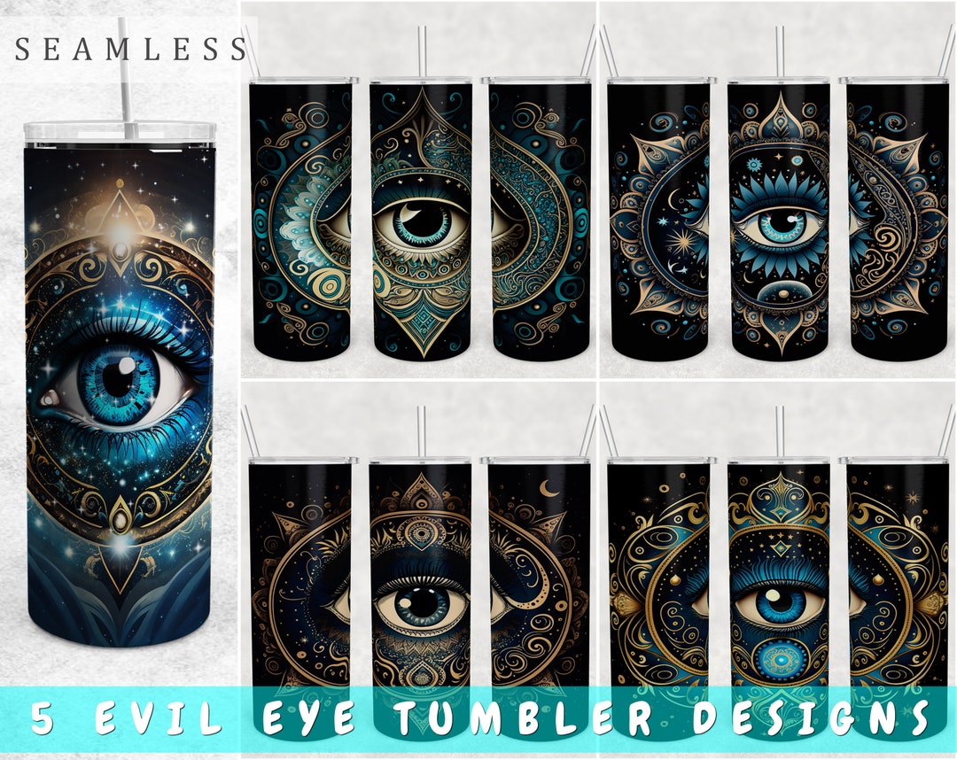 Evil Eye Tumbler Wraps Bundle, 5 Designs, 20oz Skinny Tumbler PNG Files ...
