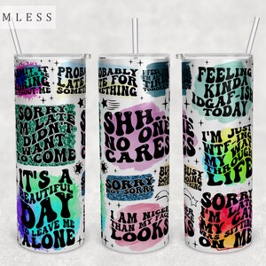 Funny Wavy Quotes Tumbler Wrap, Seamless Tumbler Sublimation Design ...