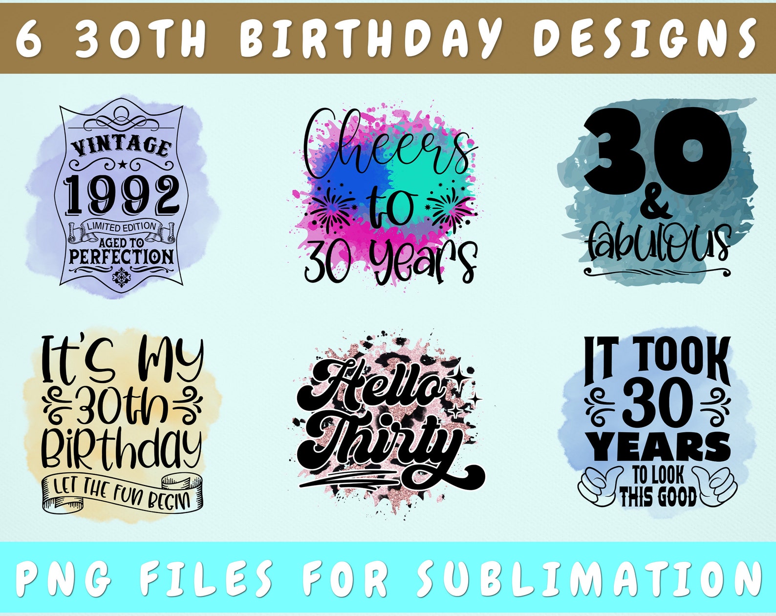30th Birthday Sublimation Designs Bundle 6 30th Birthday PNG - Etsy