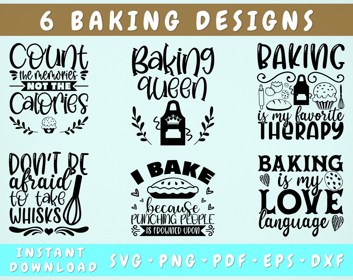 Baking Quotes SVG Bundle 6 Designs Baking Sayings SVG | Etsy