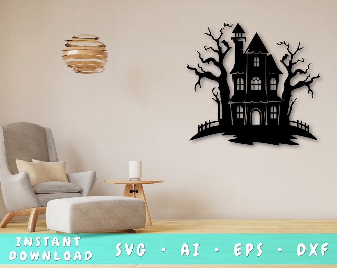 Haunted House Laser SVG Cut File Haunted House Wall Art SVG - Etsy