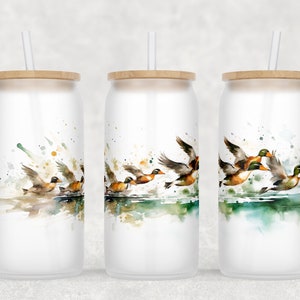 Ducks Libbey Glass Can Wraps Bundle, 5 Designs, 16oz Glass Can PNG ...