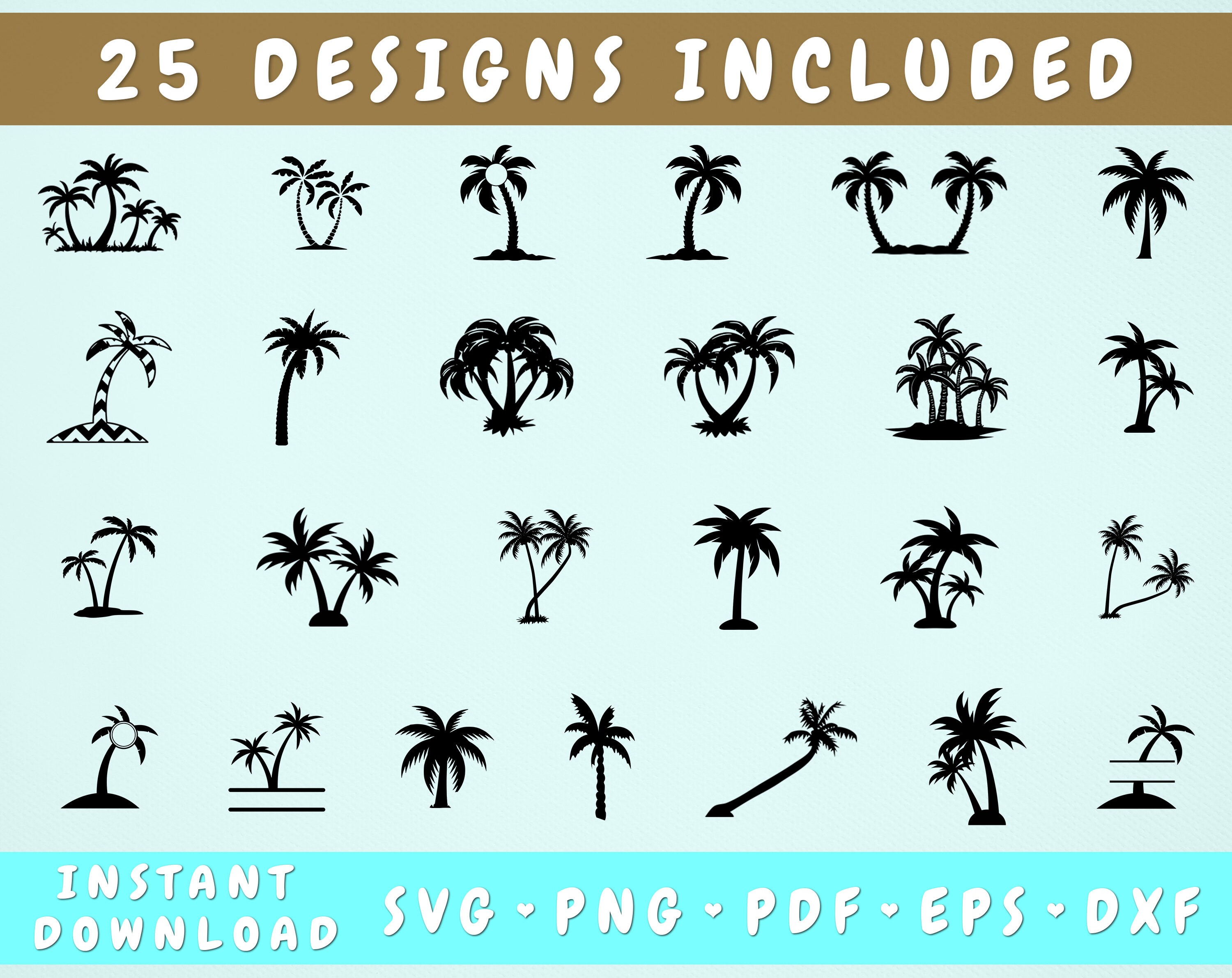 Palm Tree SVG Bundle 25 Designs Palm Tree Silhouette Palm | Etsy