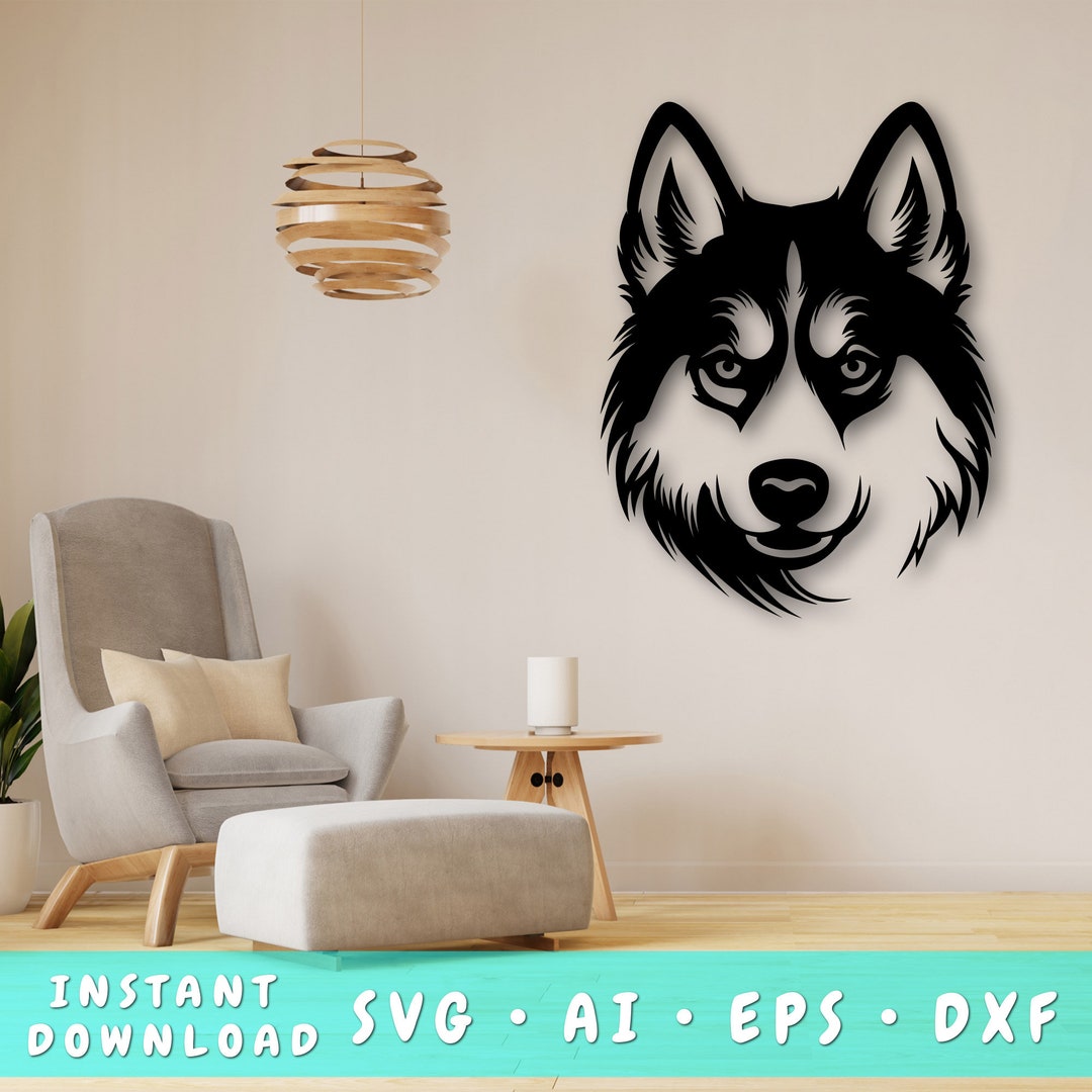 Siberian Husky Laser SVG Cut File, Siberian Husky Wall Art SVG, DXF ...