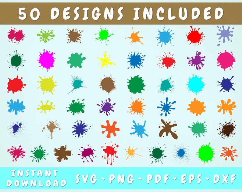 50 Multicolor Paint Splashes SVG Bundle Paint Splatter SVG - Etsy