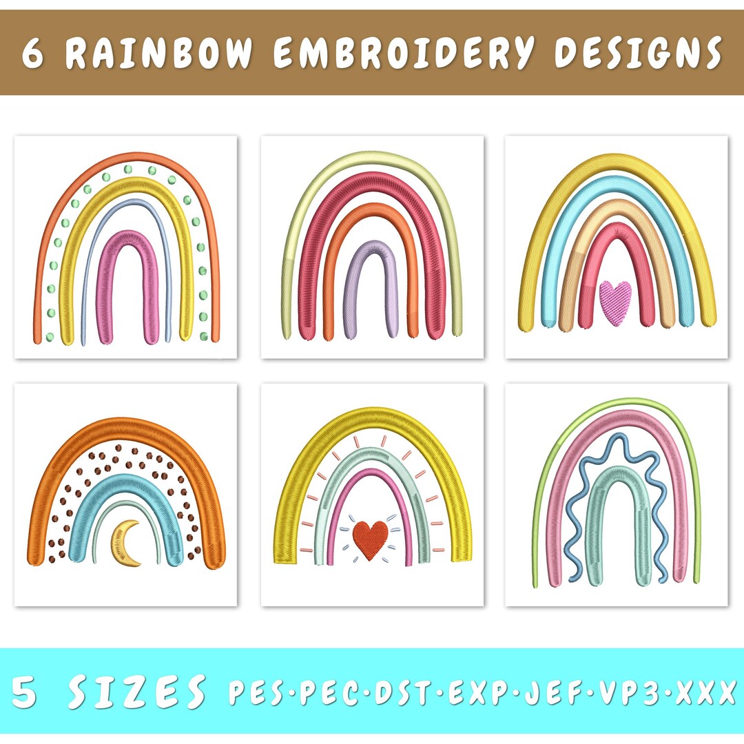 Boho Rainbow Machine Embroidery Designs - Digital Embroidery File ...