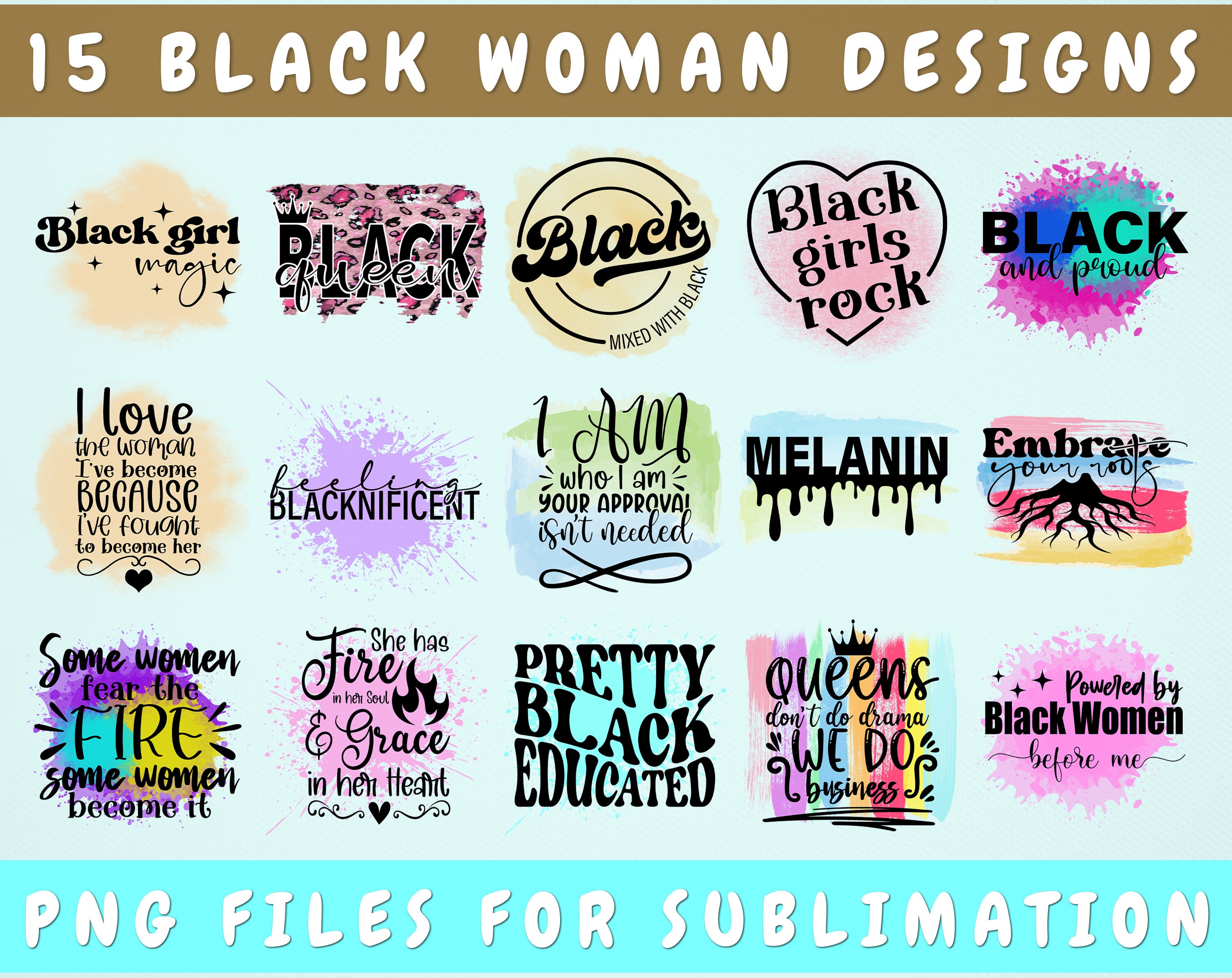 Black Woman Sublimation Designs Bundle 15 Designs Black Girl - Etsy