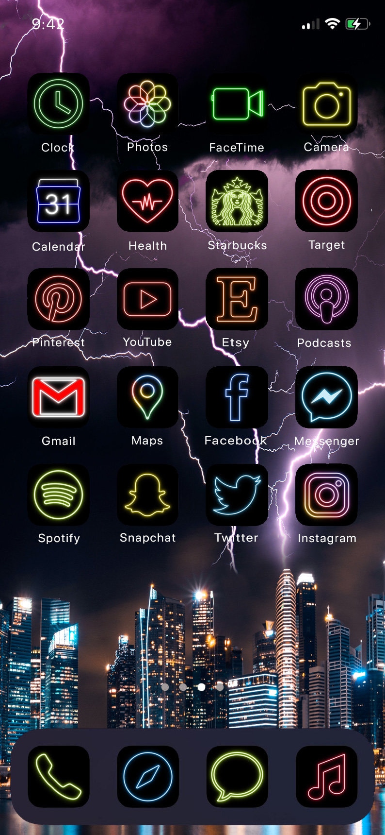 Neon App Icons Ios 14 900 Apps Mega Bundle Aesthetic App - Etsy