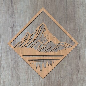 Mountains Scene Laser SVG Cut File, Mountains Wall Art SVG, DXF, Eps ...