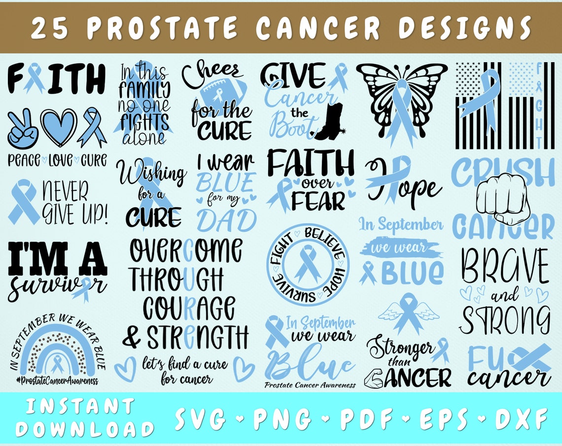 Prostate Cancer Awareness SVG Bundle 25 Designs Prostate - Etsy