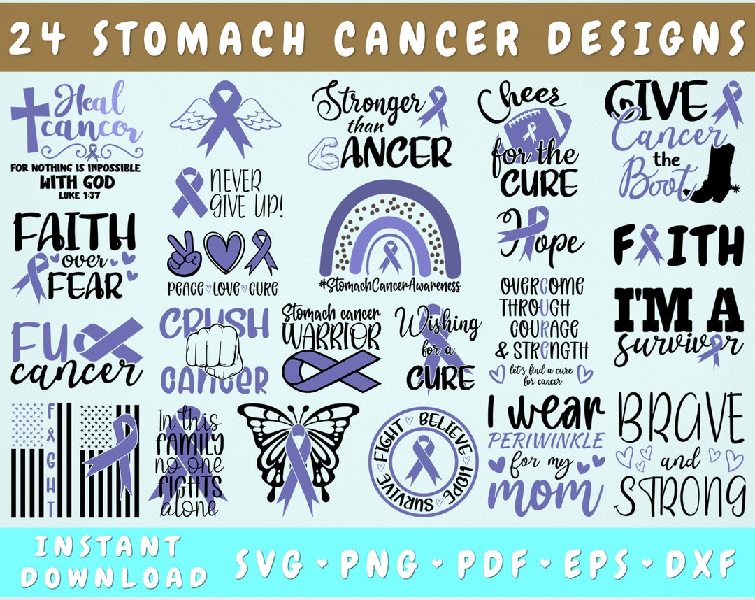 Stomach Cancer Awareness SVG Bundle - 24 Designs, Stomach Cancer Cut ...
