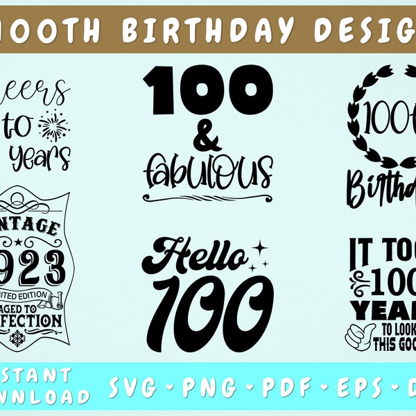 100th Birthday Svg - Etsy