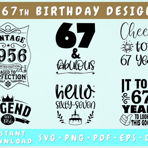 Birthday Svg 67 67th Shirt - Etsy