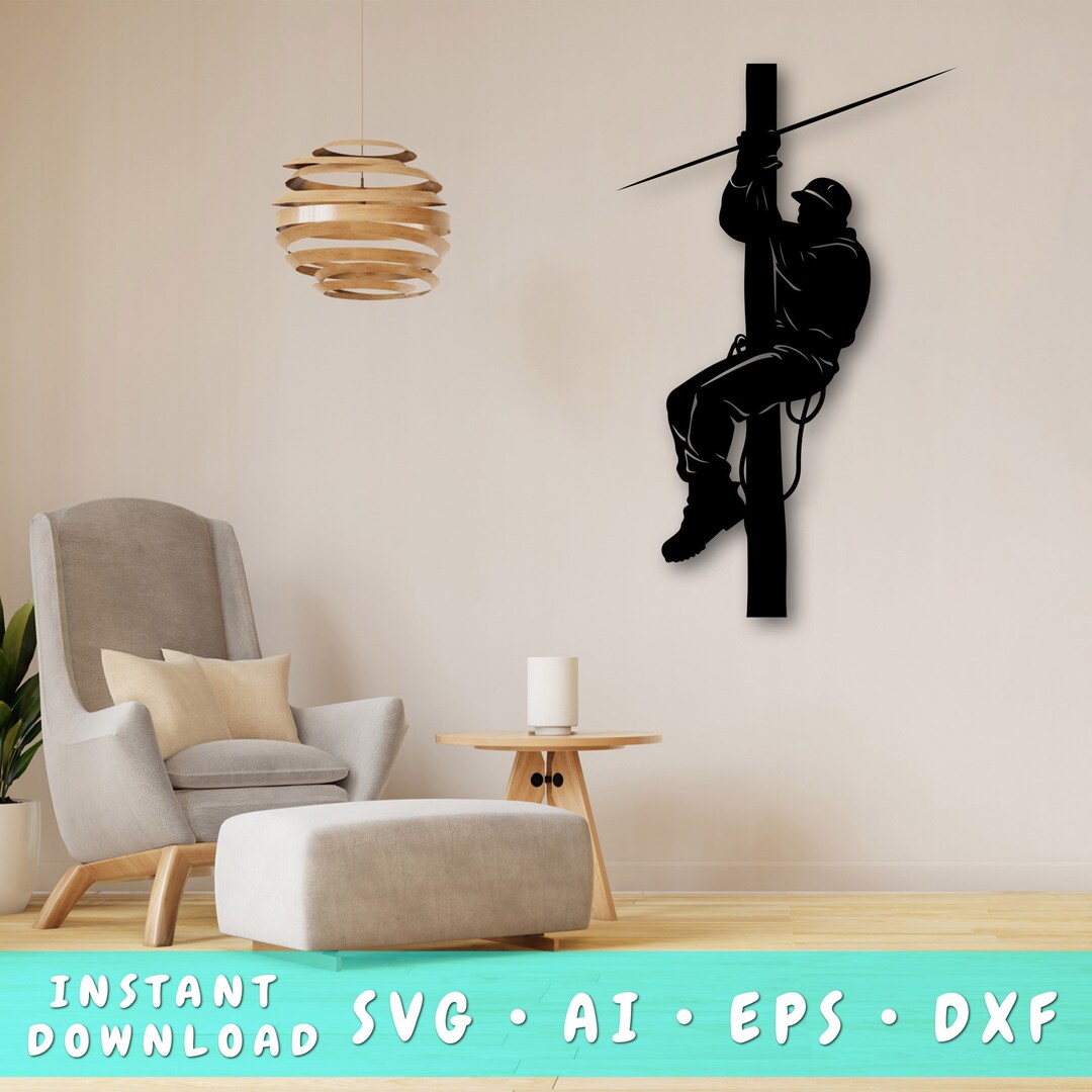 Lineman Laser SVG Cut File, Lineman Wall Art SVG, DXF, Lineman Vector ...