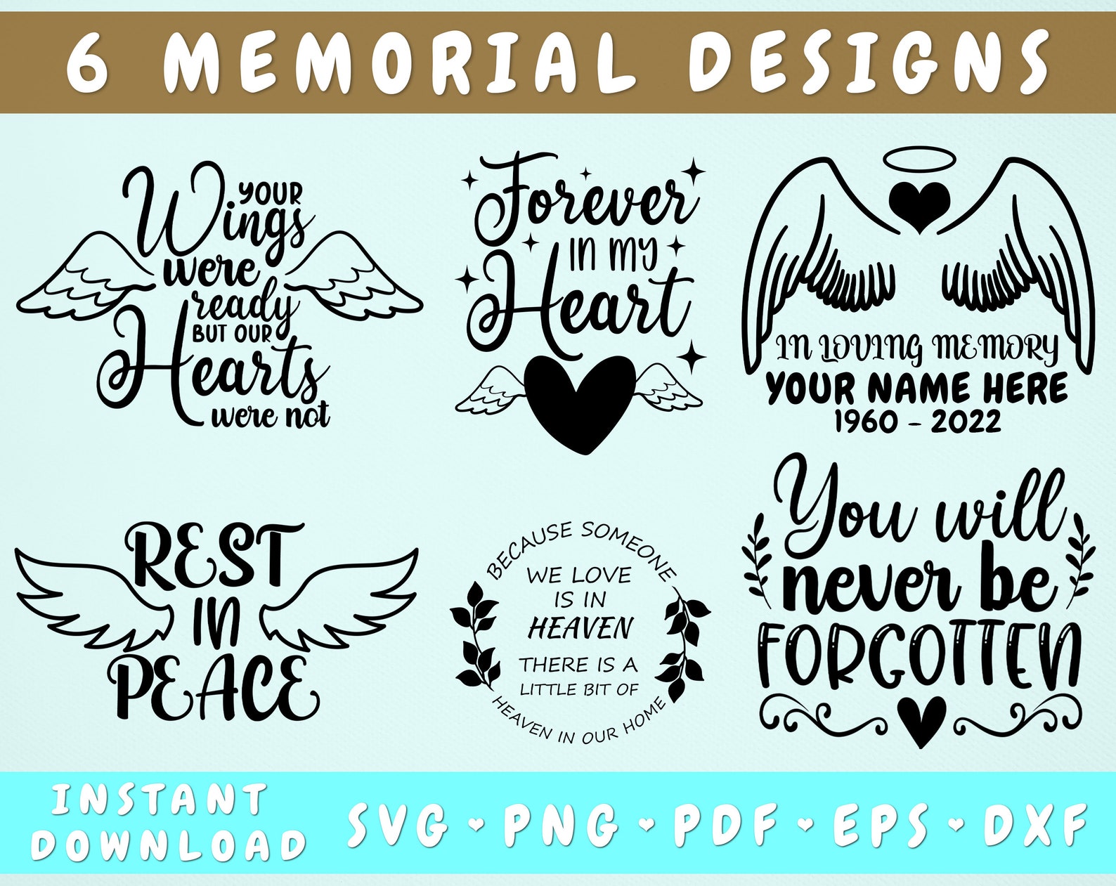 Memorial SVG Bundle 6 Designs Your Wings Were Ready but Our - Etsy