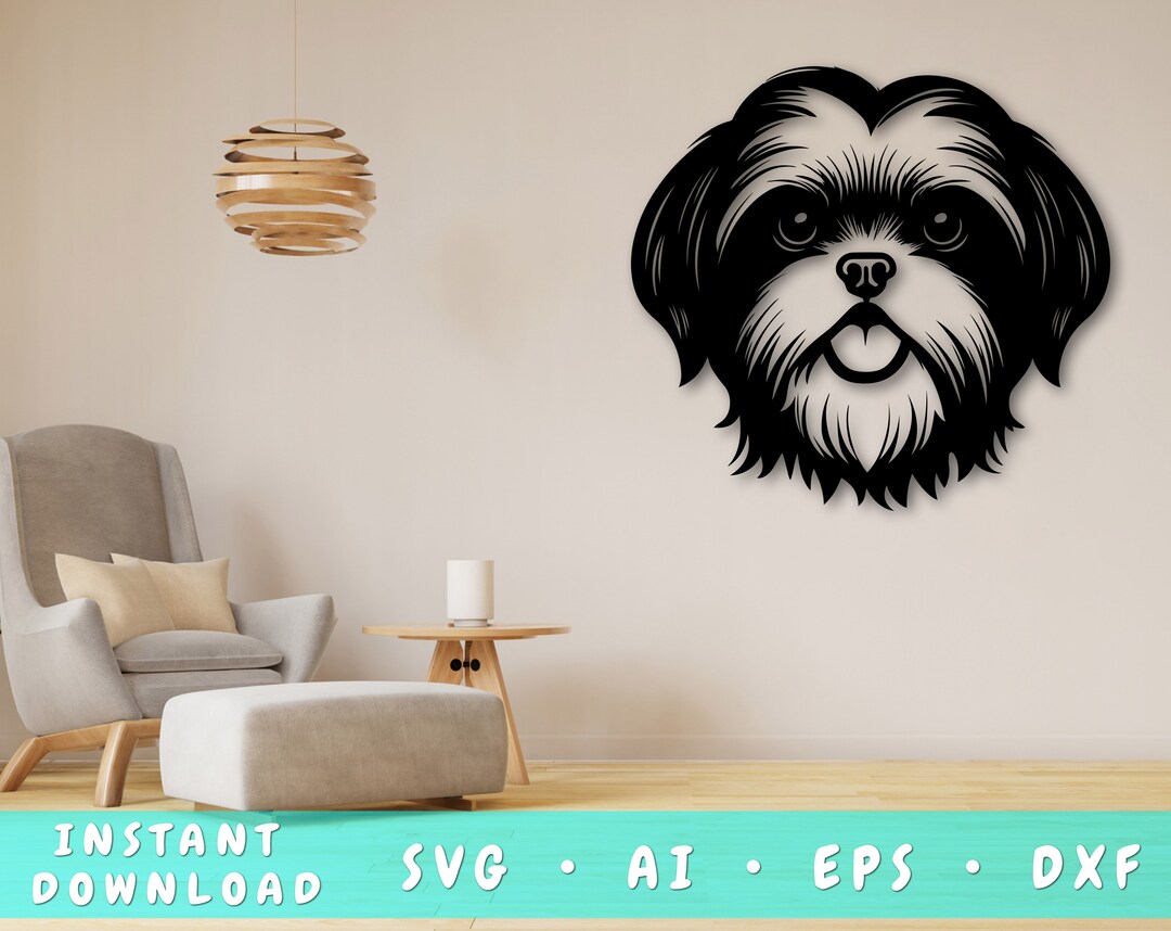 Shih Tzu Laser SVG Cut File Shih Tzu Wall Art SVG DXF Eps - Etsy