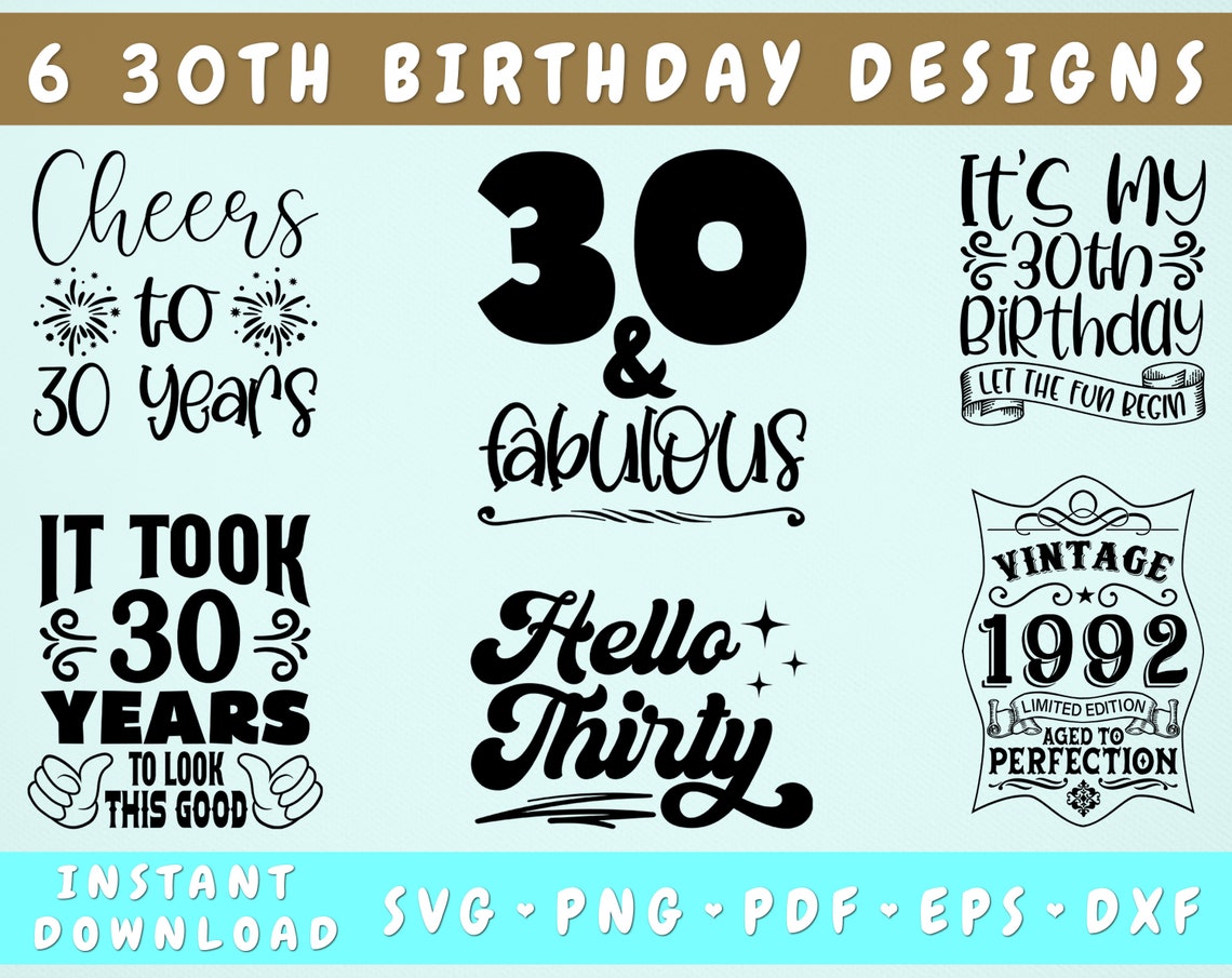 30th Birthday SVG Bundle 6 Designs 30th Birthday Shirt SVG - Etsy